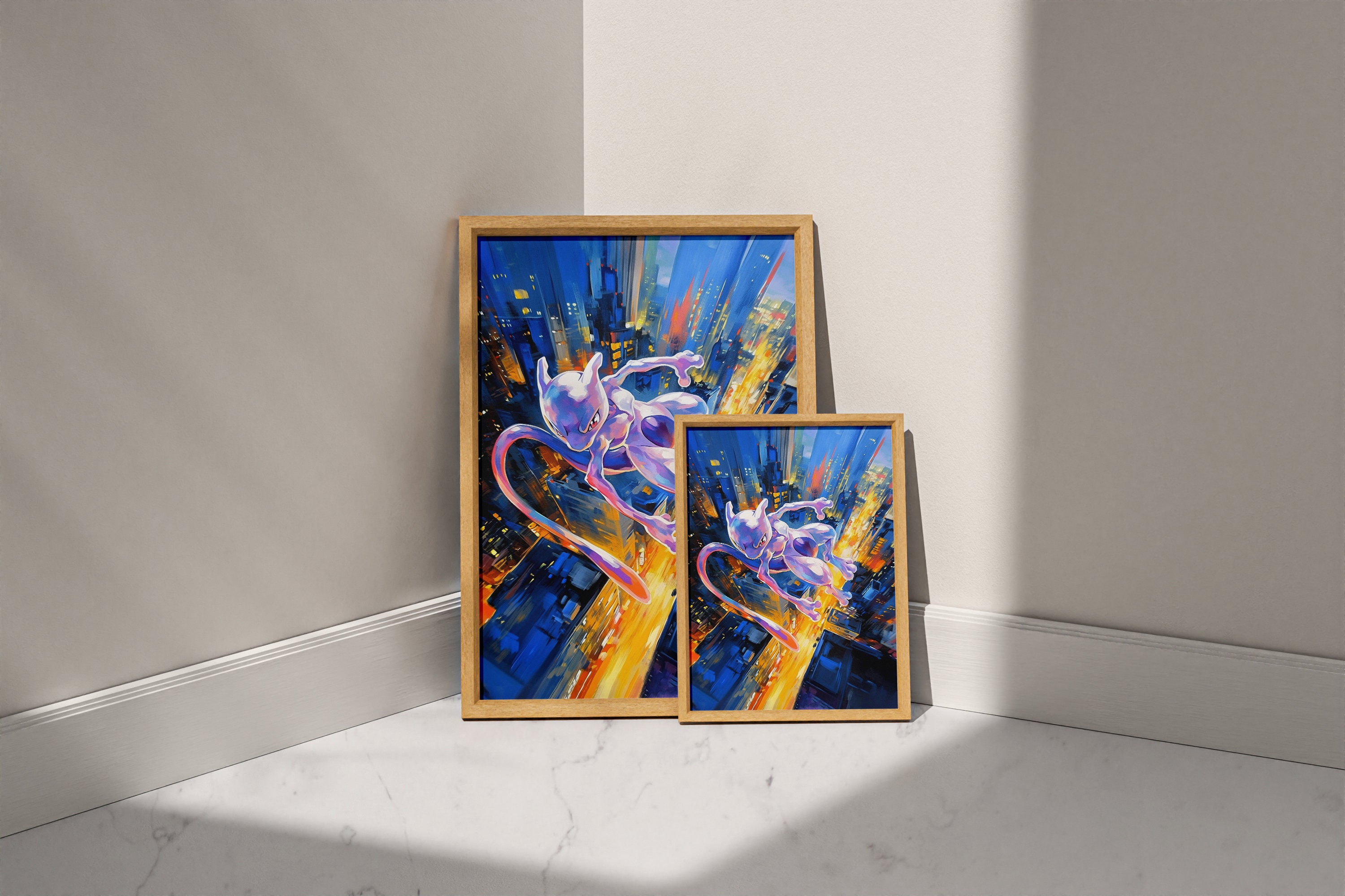 Mewtwo, Pokemon, Acrylic Painting on Canvas, Video Game Poster, Anime ...