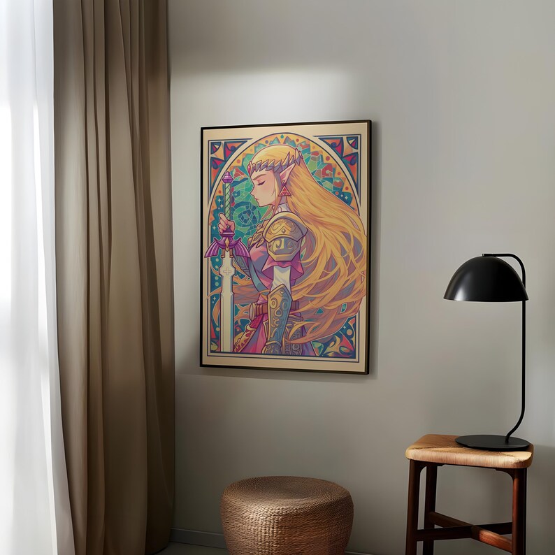 Legend of Zelda, Princess Zelda, Stained Glass Window Portrait ...