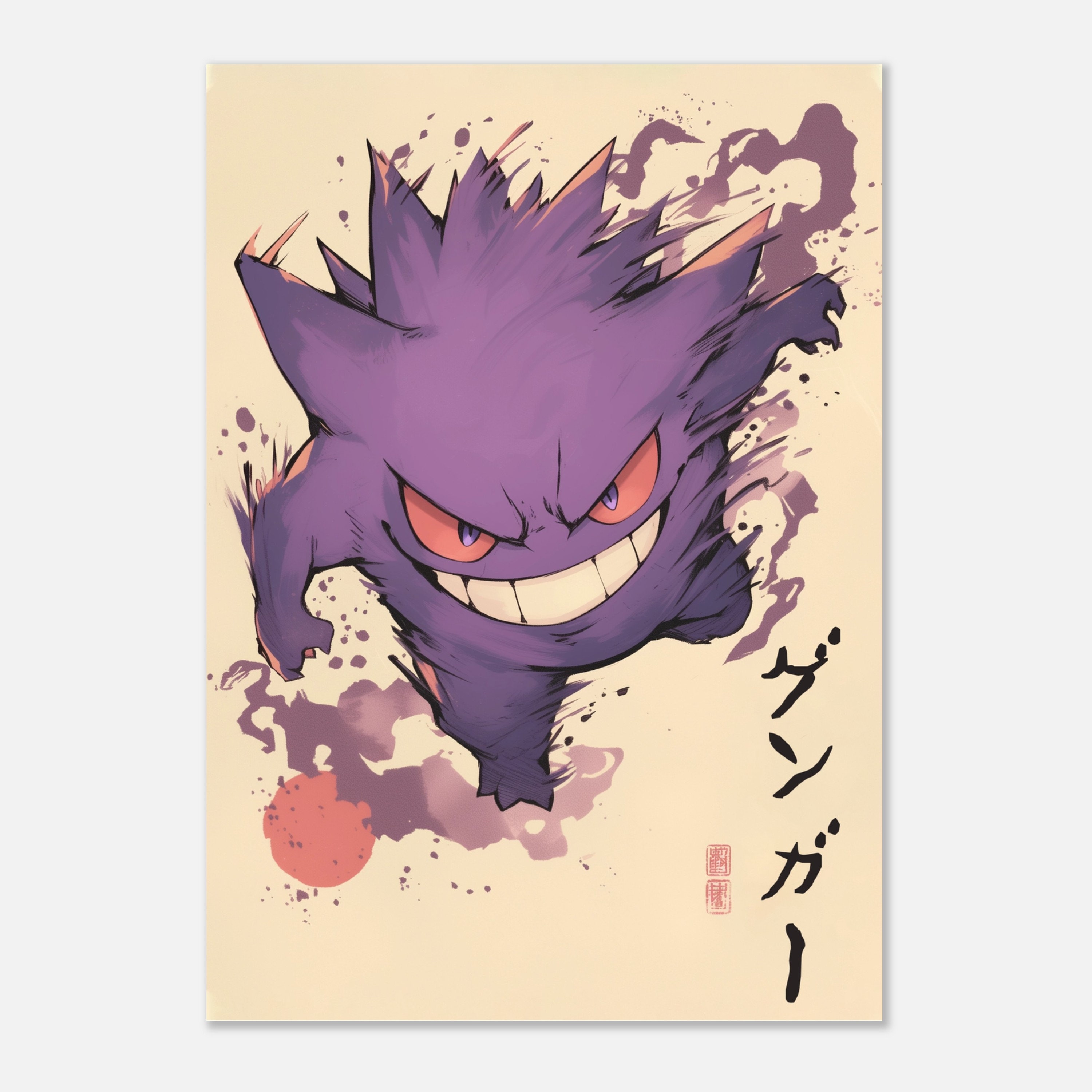 Gengar, Pokemon, Japanese Tapestry Style, Anime Poster, Printable Wall ...