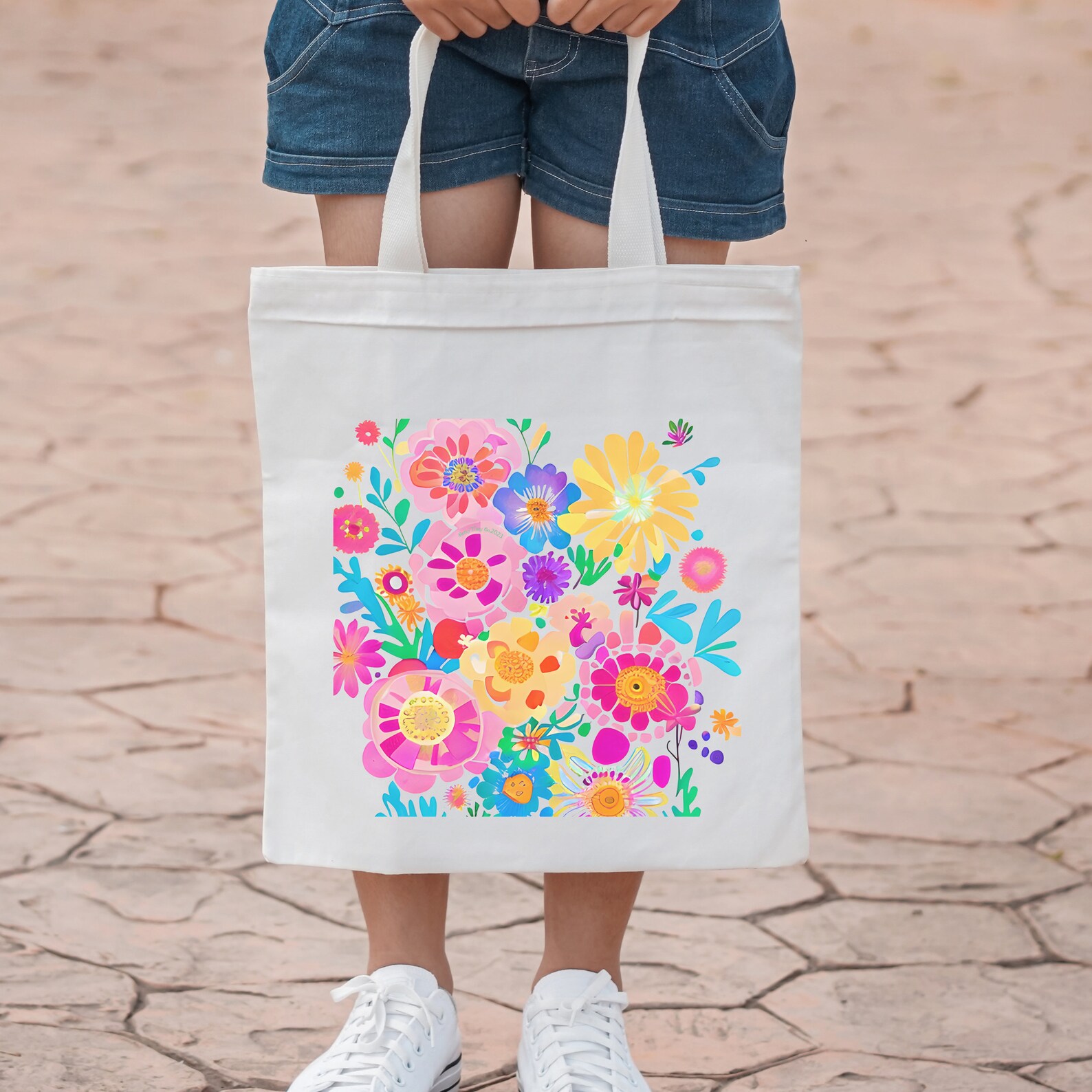 Wildflower Floral Cotton Canvas Tote Bag - Hoity Toity Co. Design - Etsy