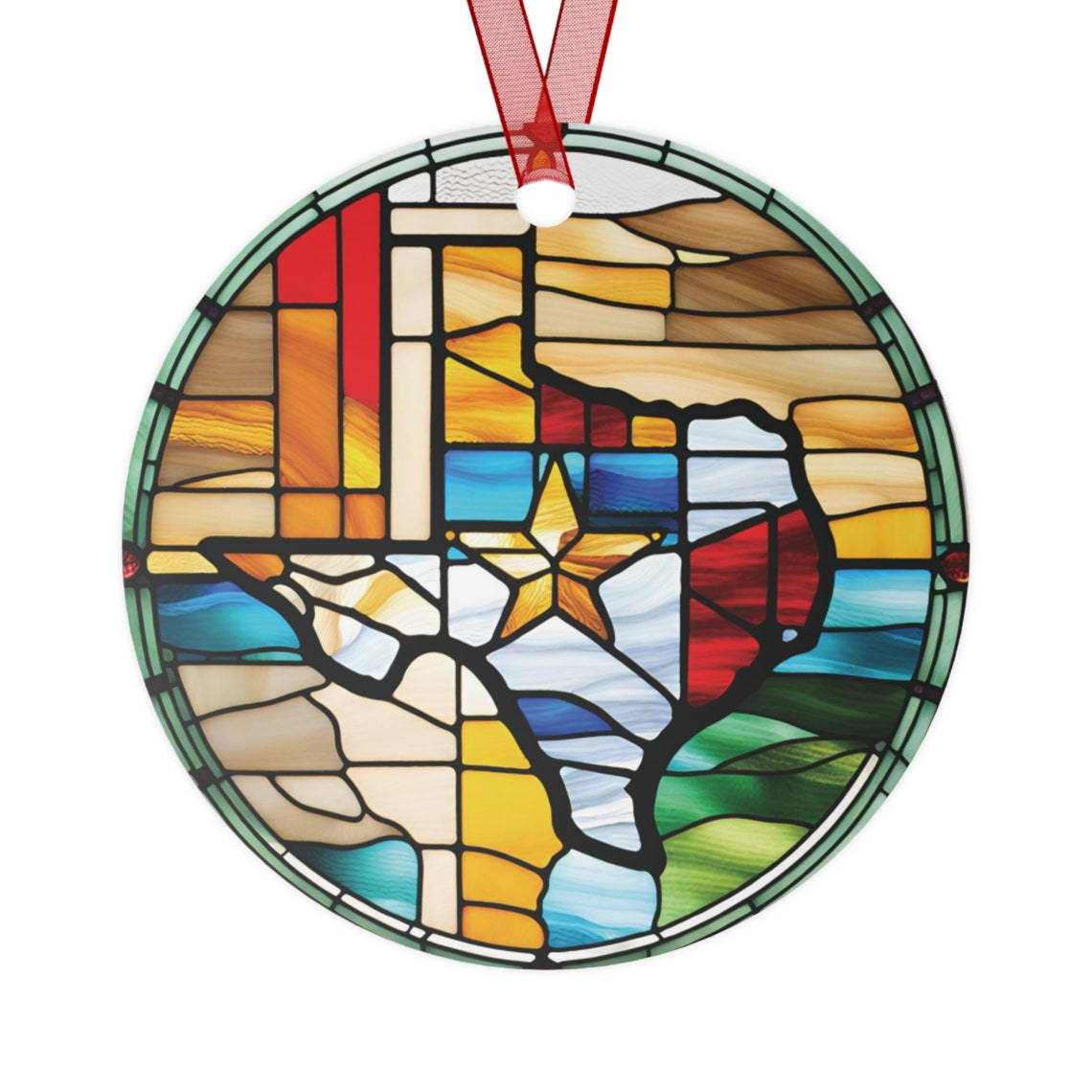 Texas Stained Glass Effect Metal Ornament: Texan Home Decor - Etsy