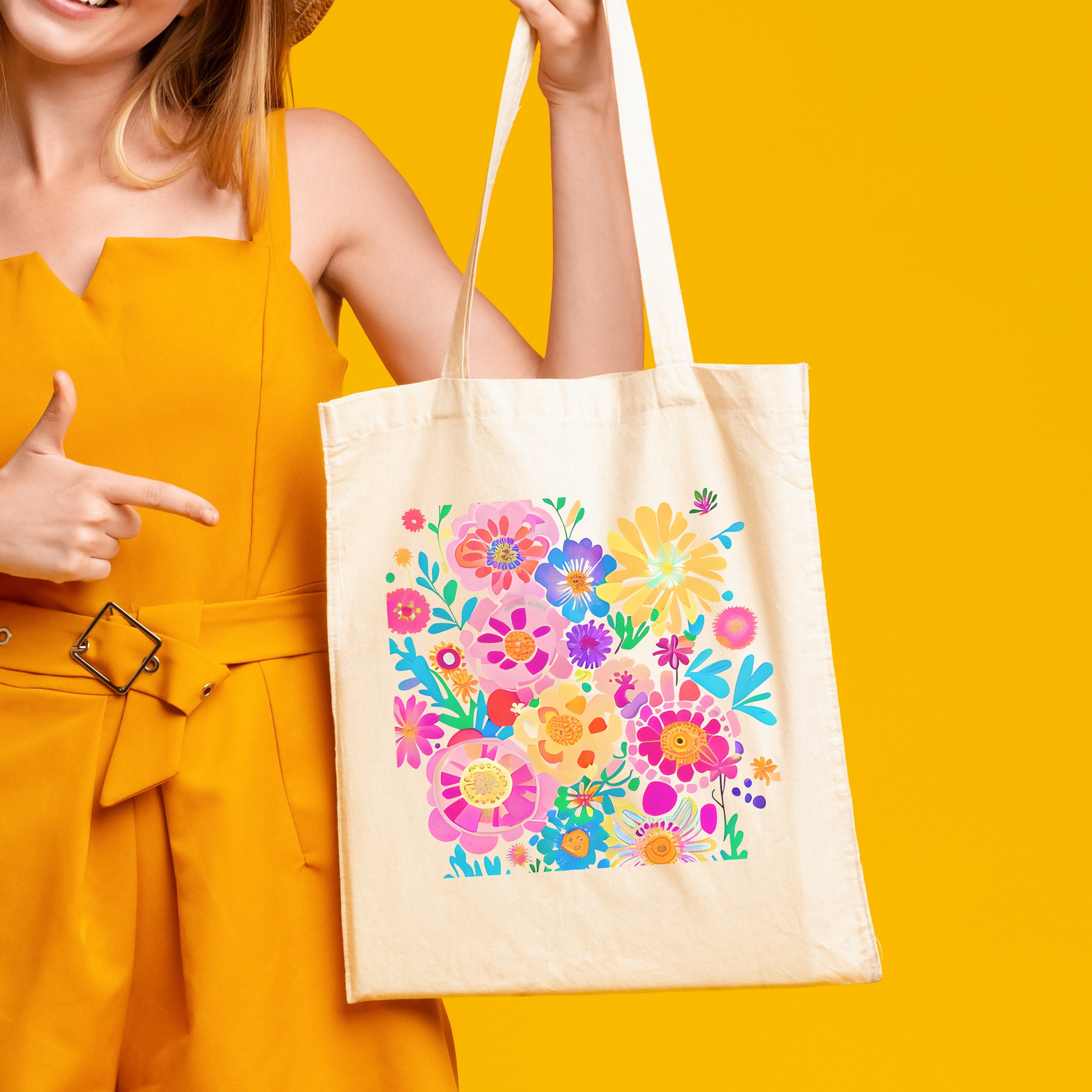 Wildflower Floral Cotton Canvas Tote Bag - Hoity Toity Co. Design - Etsy