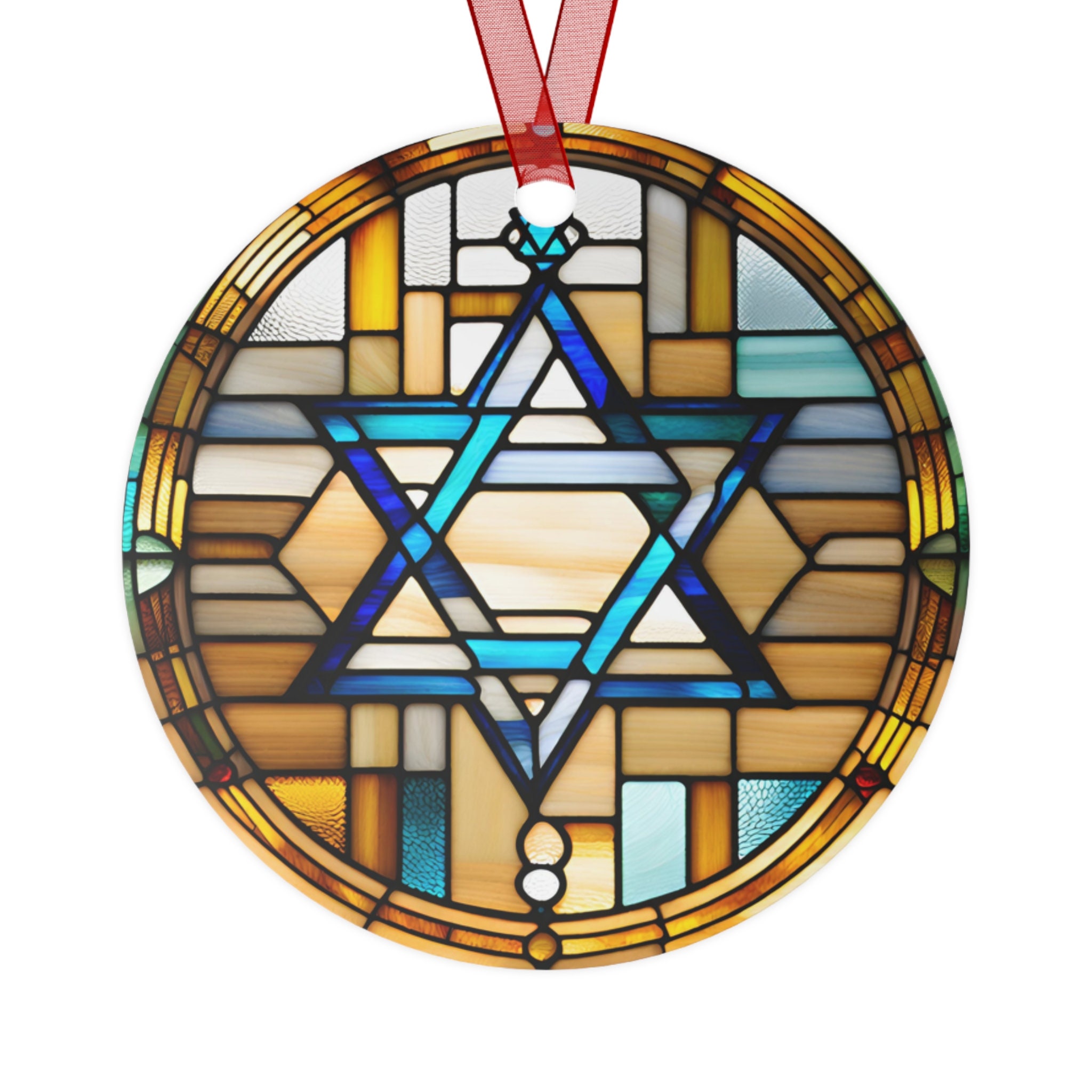 Metal Star of David-stained Glass Art Effect Metal Ornament, Printed on ...