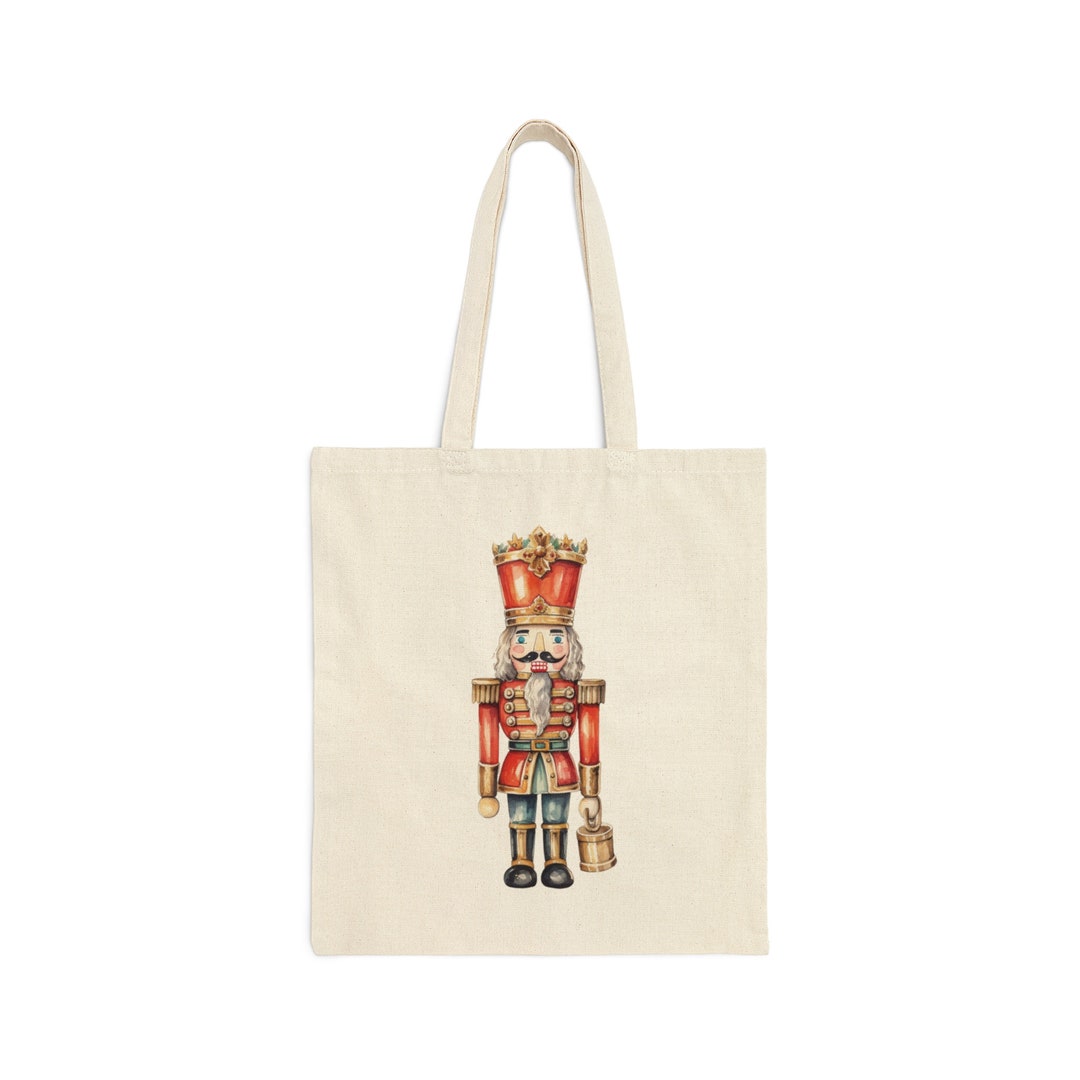 Nutcracker Canvas Tote Bag - Watercolor Christmas Print, Holiday ...