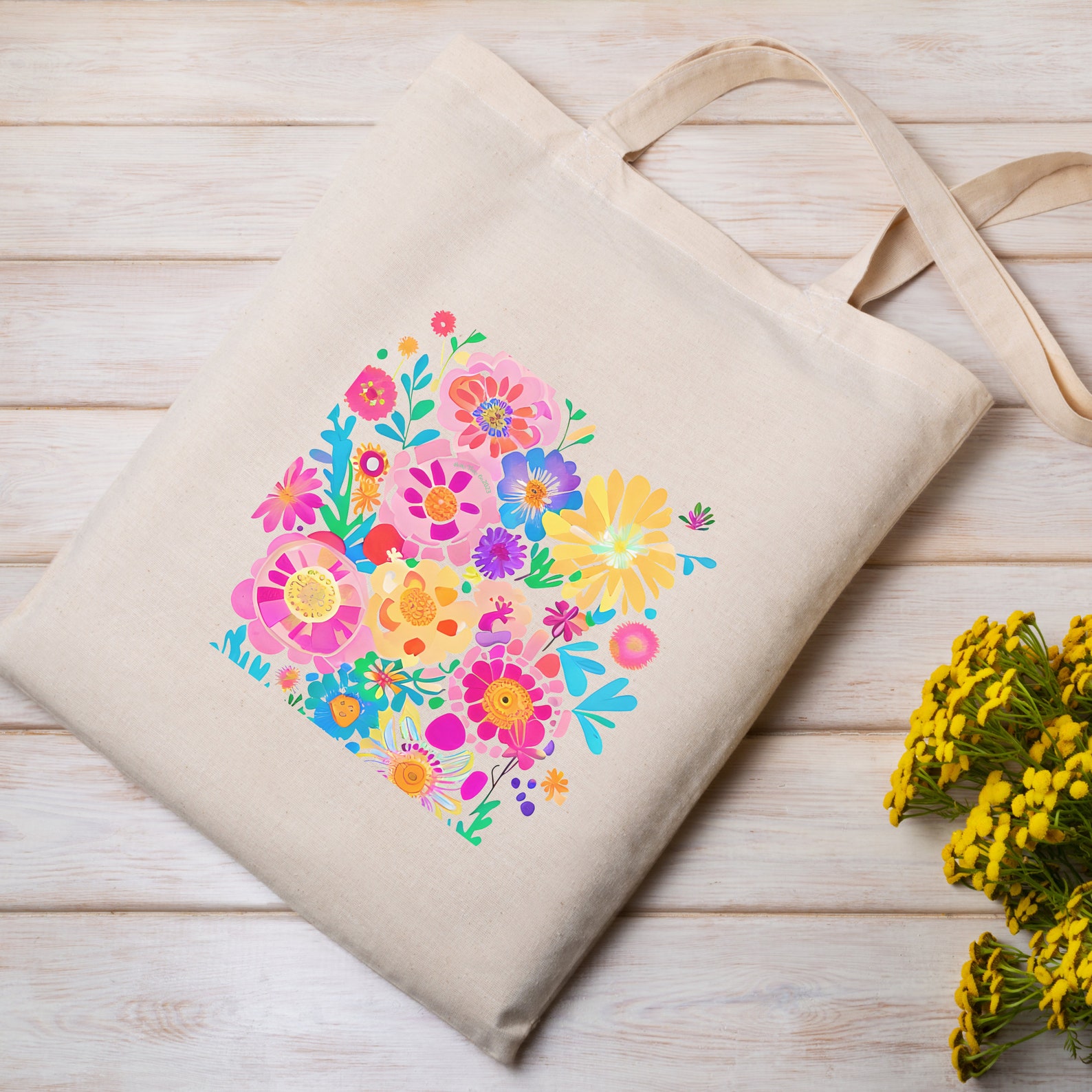 Wildflower Floral Cotton Canvas Tote Bag - Hoity Toity Co. Design - Etsy