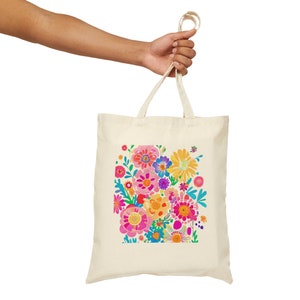Wildflower Floral Cotton Canvas Tote Bag - Hoity Toity Co. Design - Etsy