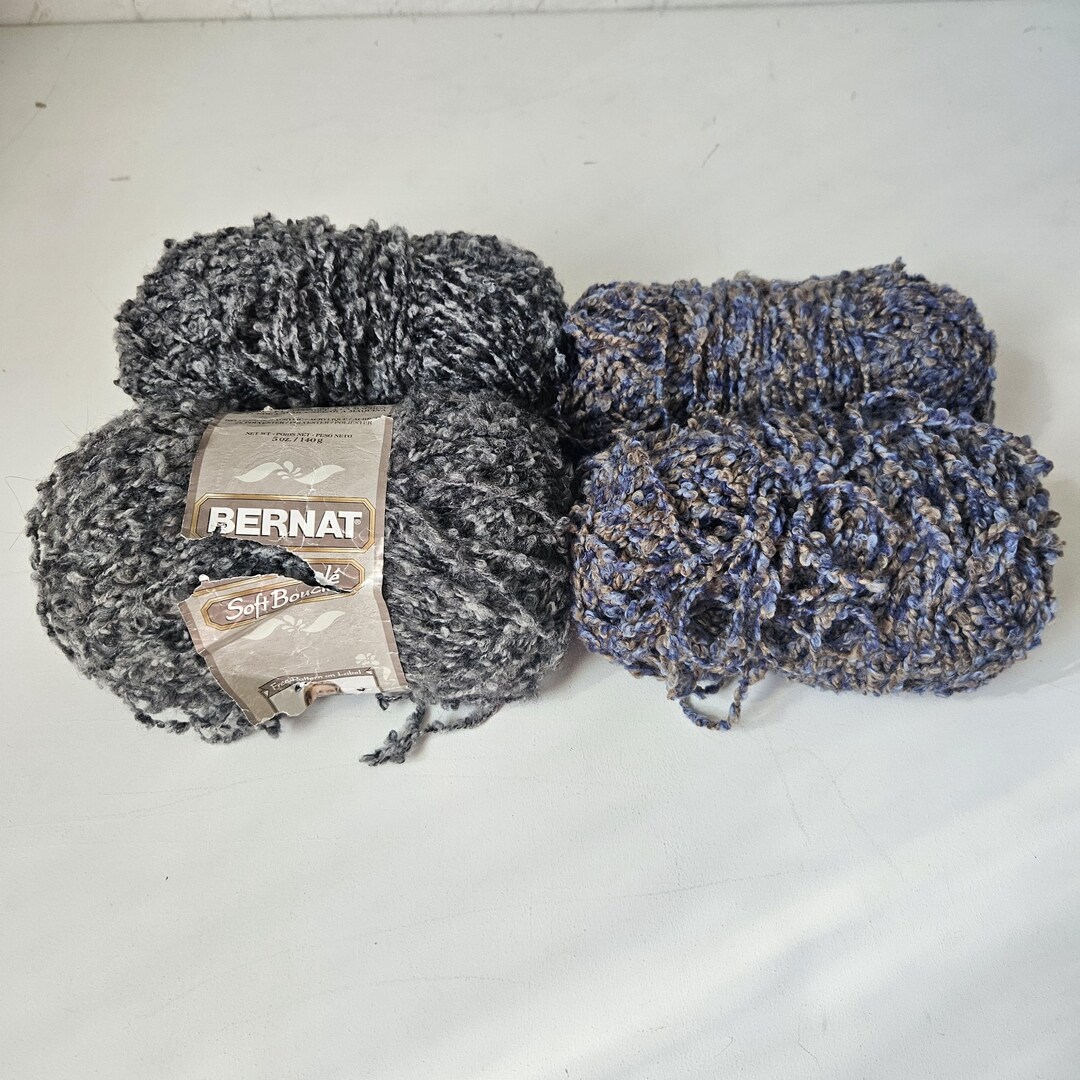 Bernat Soft Boucle Yarn, 2 Skeins Westport Shades, Grey Shades, Acrylic ...