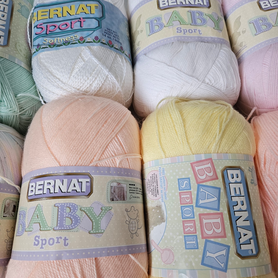 Bernat Baby Sport Yarn, Mint, White, Peach, Prints, Yellow, Blue, 400 ...