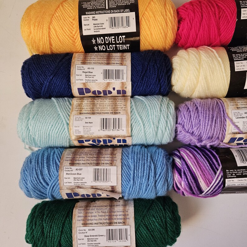 Vintage Pop N Yarn, 100% Acrylic, 75-100 Gr., Primrose, Lavender, Flame ...