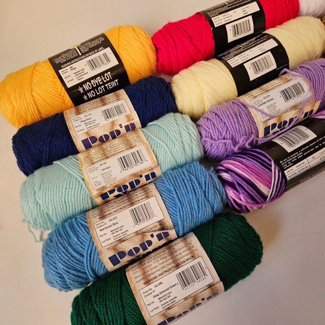 Vintage Pop N Yarn, 100% Acrylic, 85-100 Gr., Primrose, Lavender, Flame ...