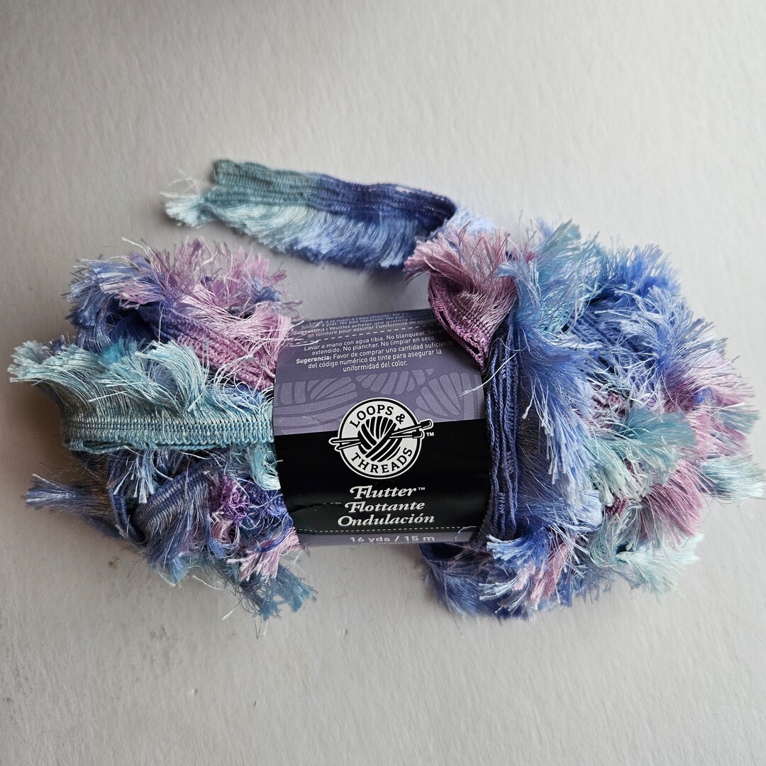 Loops & Threads Yarn Flutter, 100% Polyester, 100 Grams, Moody Blues ...