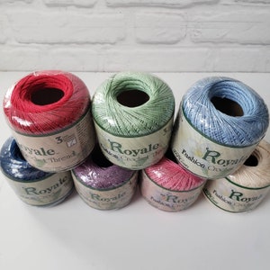 Royale Classic Crochet Thread Size 3, 100% Cotton, 150 Yards, Assorted ...