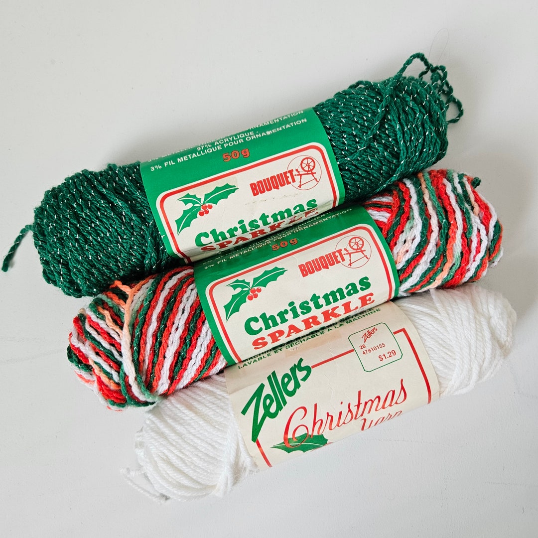 Vintage Christmas Yarn, Sparkle Worsted Weight, Acrylic, 50 Grams ...