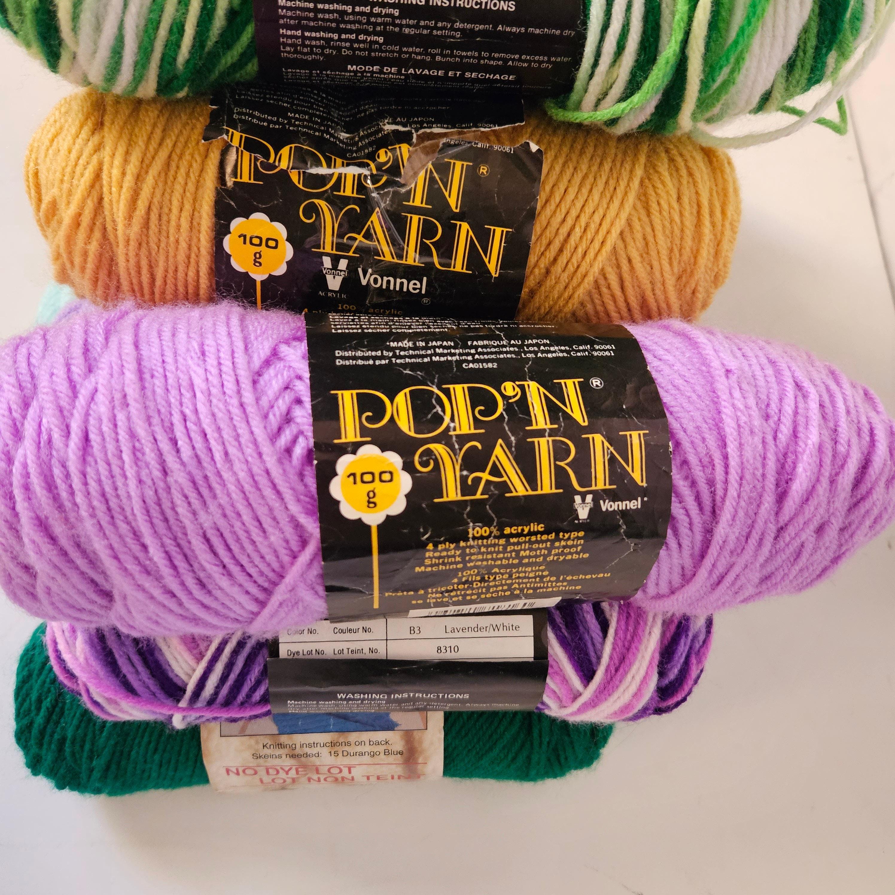 Vintage Pop N Yarn, 100% Acrylic, 85-100 Gr., Primrose, Lavender, Flame ...