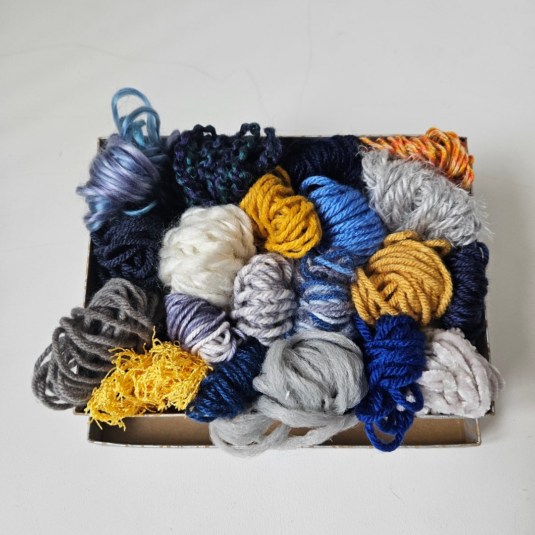 Blue & Yellow Yarn Bundle for Weaving, Embroidery, Scrapbooks, Junk ...
