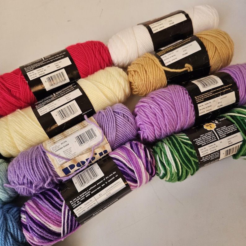 Vintage Pop N Yarn, 100% Acrylic, 75-100 Gr., Primrose, Lavender, Flame ...