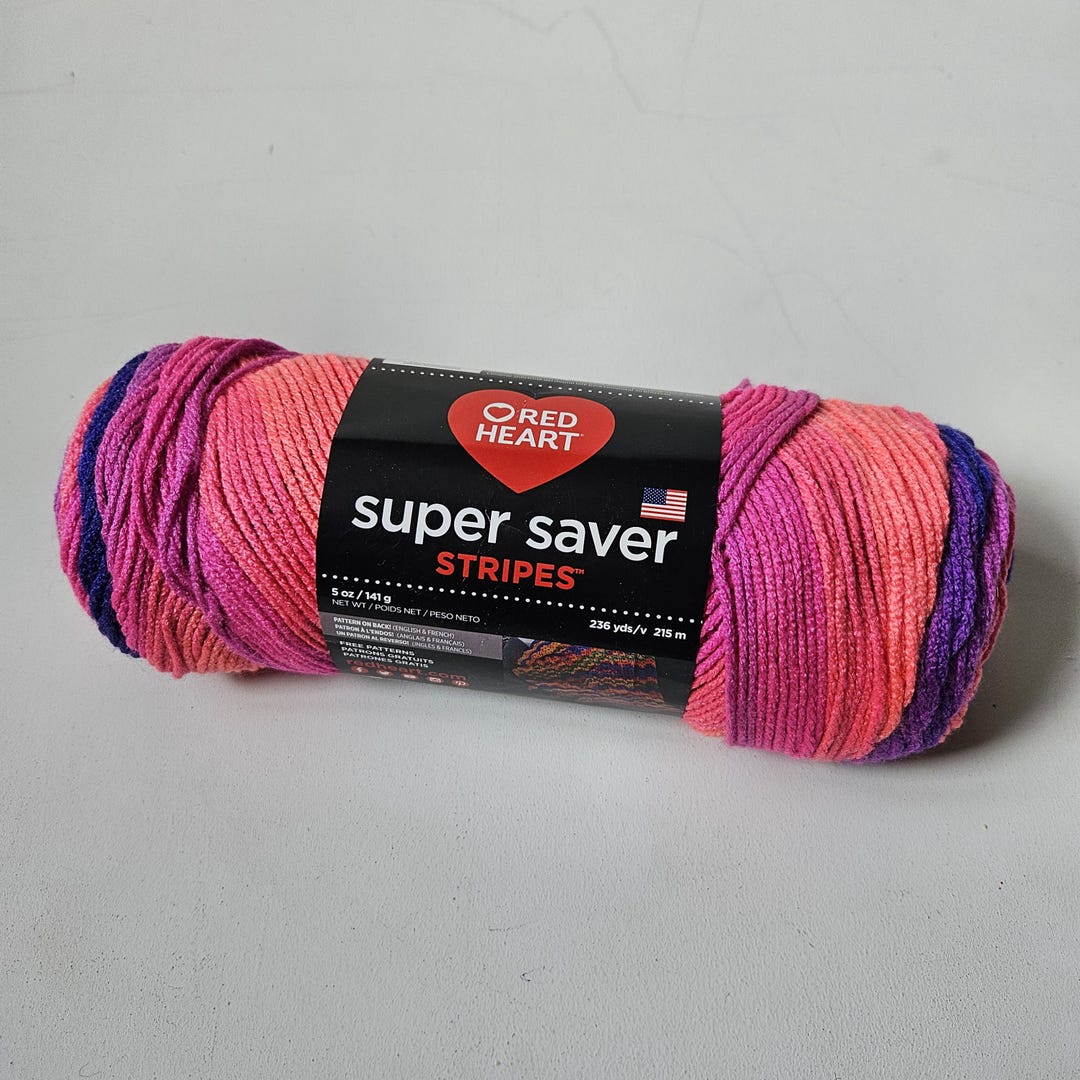 Red Heart Super Saver Stripes Yarn, 100% Acrylic, 10 Grams, Flamenco ...