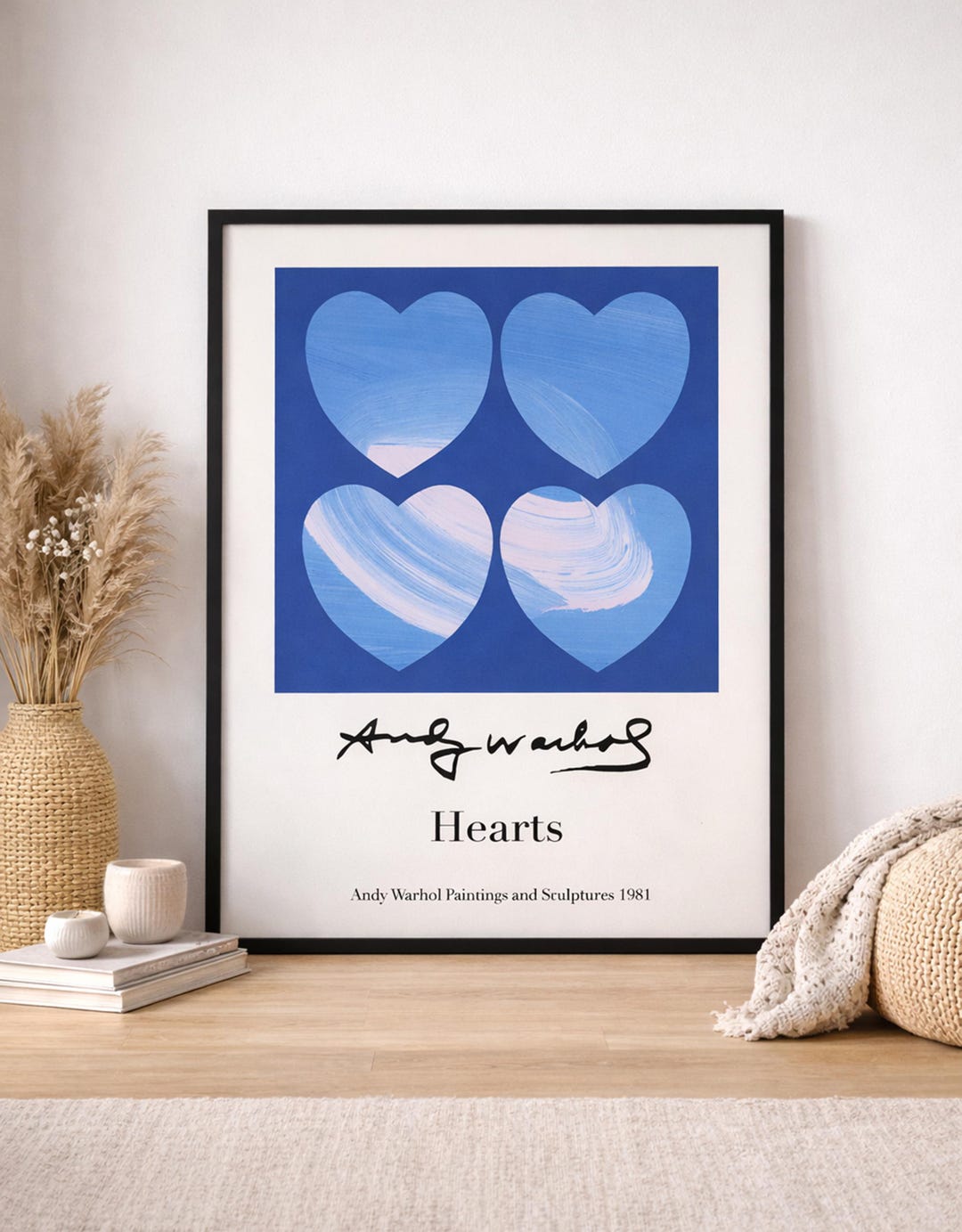 Andy Warhol Blue Hearts Pop Art Print, Exhibition Wall Art - Valentine ...