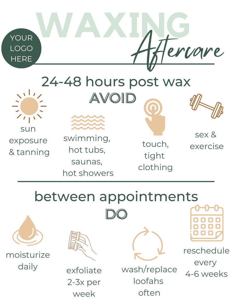 Waxing Aftercare Instructional Template - Etsy
