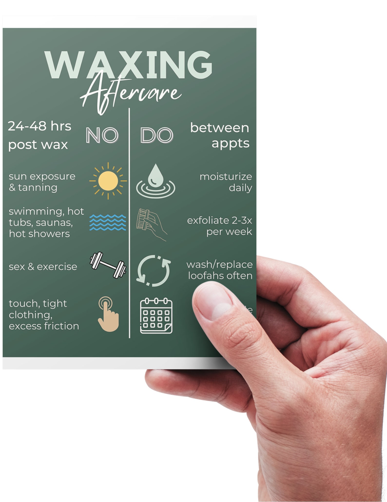 Waxing Aftercare Card - Etsy