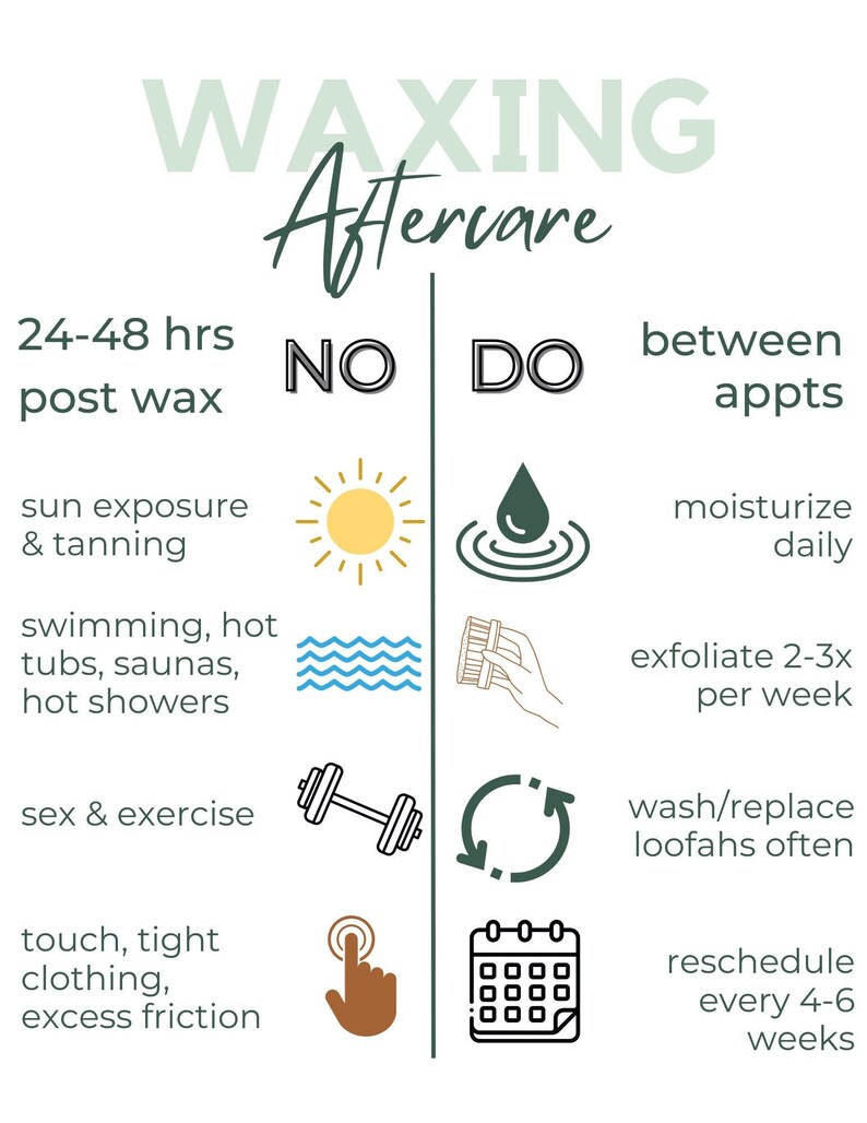 Waxing Aftercare Card - Etsy