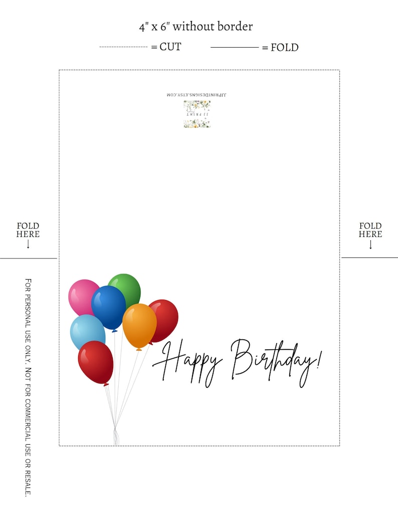 Happy Birthday Printable Card, Instant Digital Download Happy Birthday ...