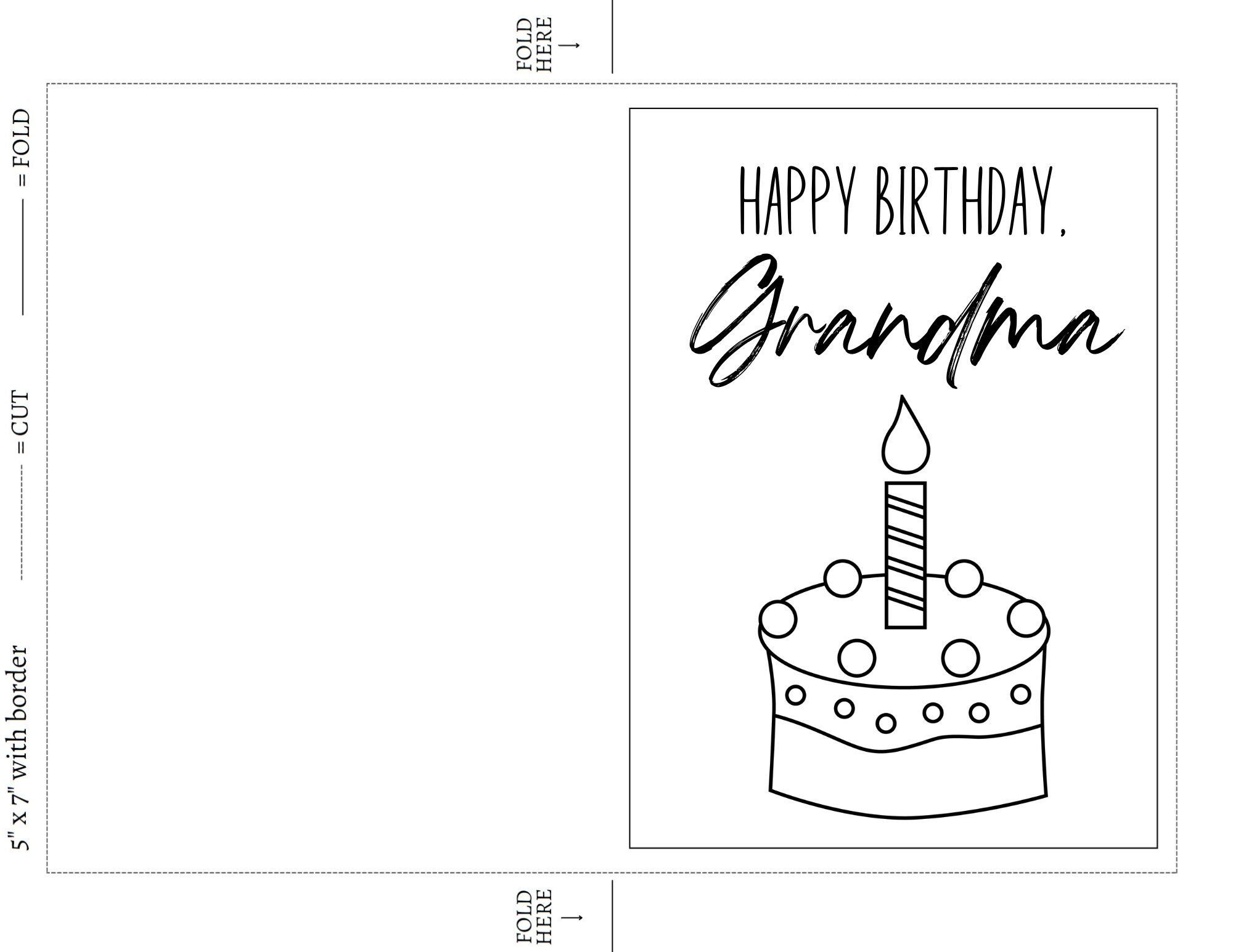 Grandma Birthday Coloring Card: 5x7 Printable PDF (digital Download) - Etsy