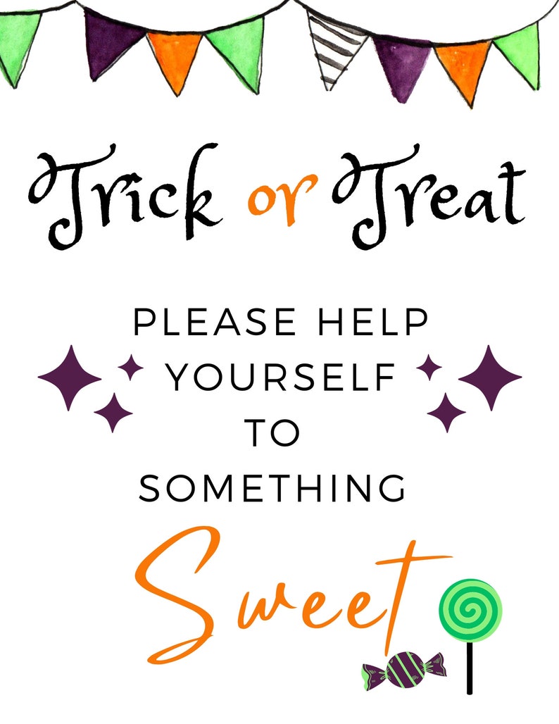 Printable Trick or Treat Candy Sign: Halloween Decor (PDF) - Etsy