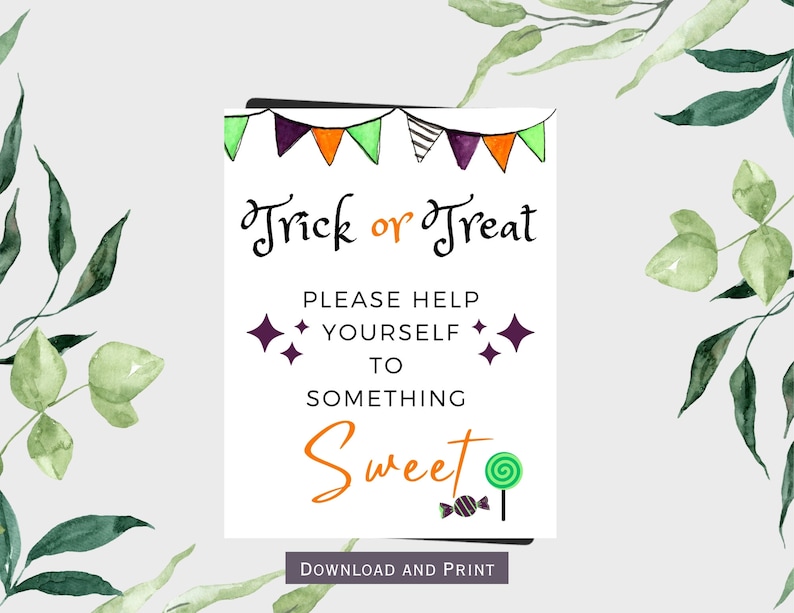 Printable Trick or Treat Candy Sign: Halloween Decor (PDF) - Etsy