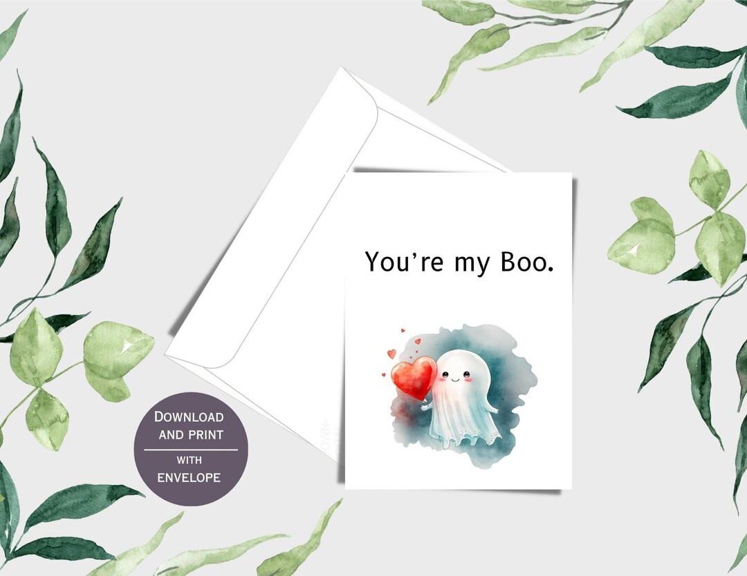 Printable Halloween Card for Him, You're My Boo Halloween Card With ...
