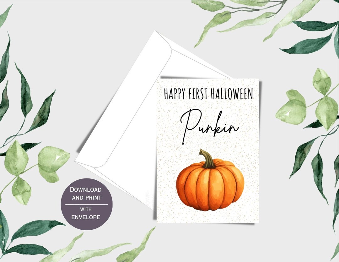 First Halloween Printable Card 5x7 With Envelope, Congratulations Baby ...