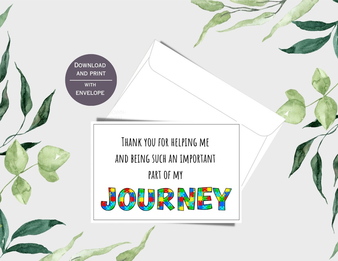 Autism Teacher Thank You Card, Autism Therapist Thank You Card, Autism ...