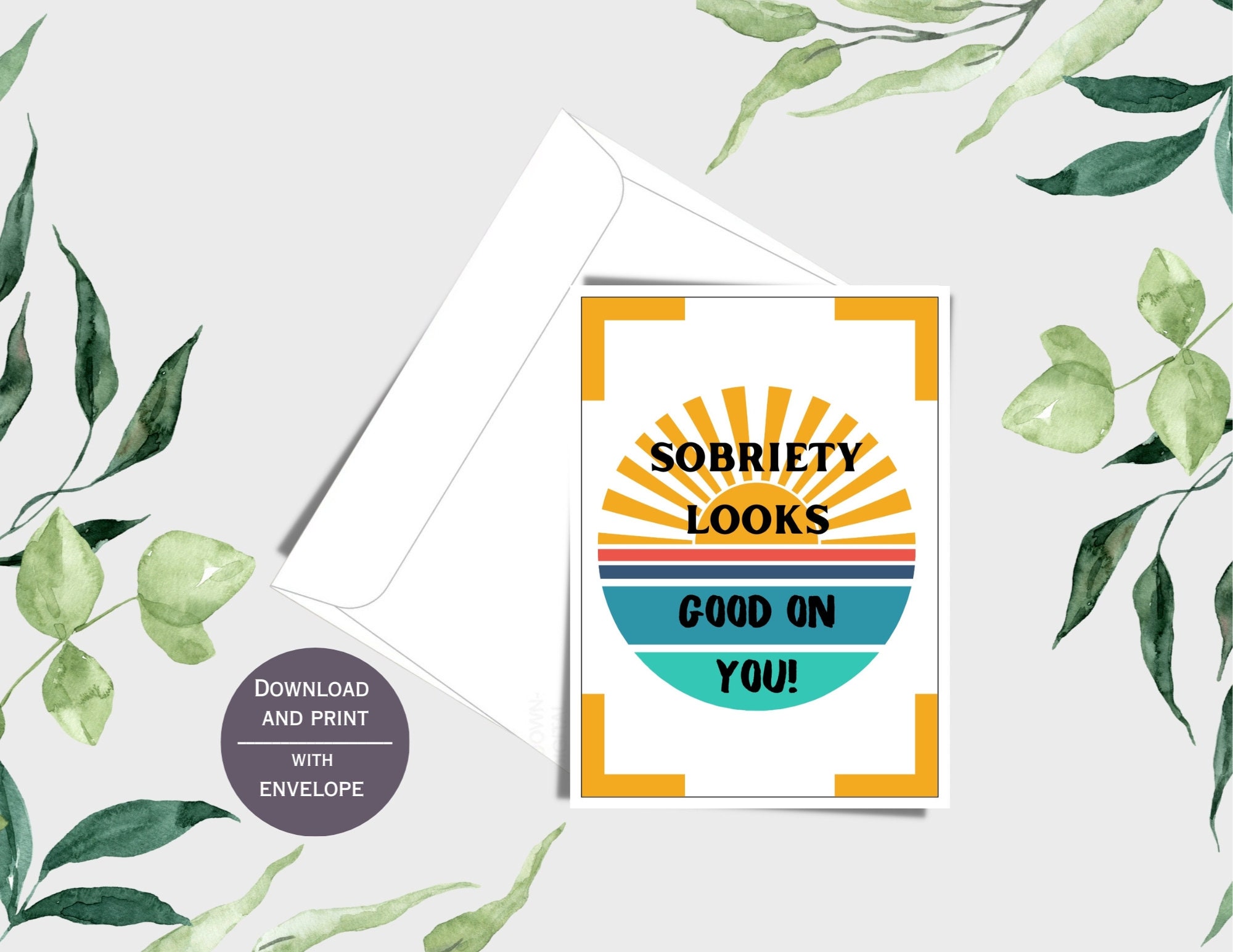 Sober Card for Sobriety, Printable Sober Card, Sobriety Encouragement ...