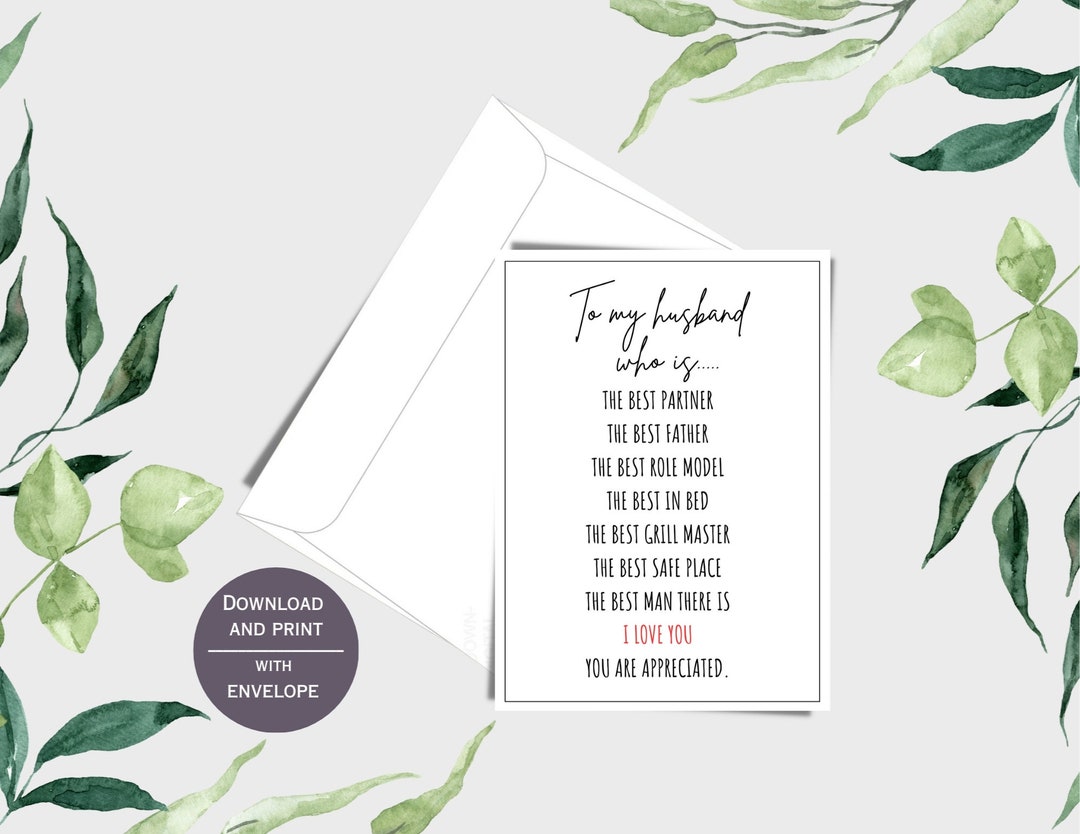 To My Husband Card, Husband Appreciation Card, Best Husband Card, Best ...