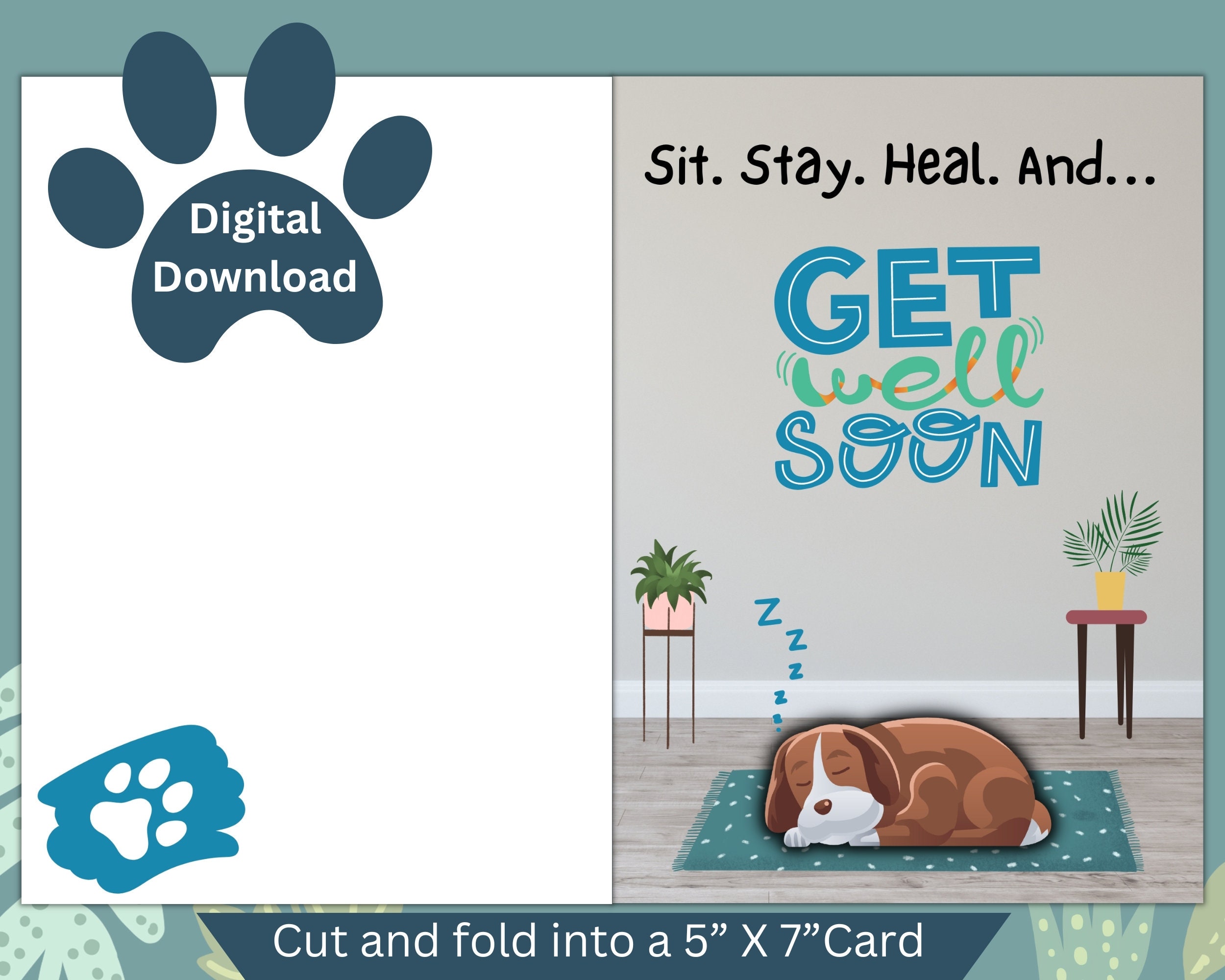 Dog Get Well Soon Card Printable Greeting Card for Lifting Spirits and ...