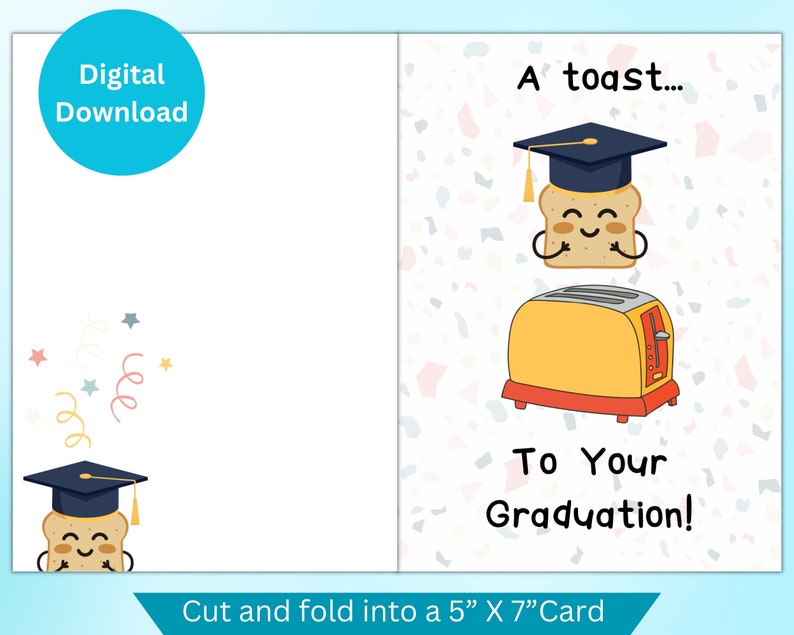 A Toast to Your Graduation, Printable Graduation Card, Cute and Funny ...