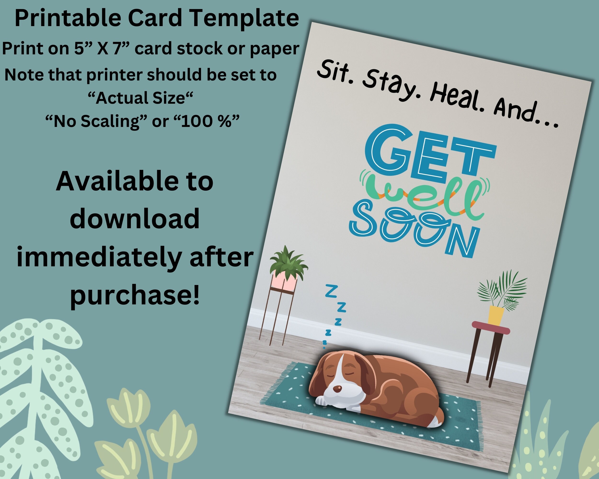Dog Get Well Soon Card Printable Greeting Card for Lifting Spirits and ...
