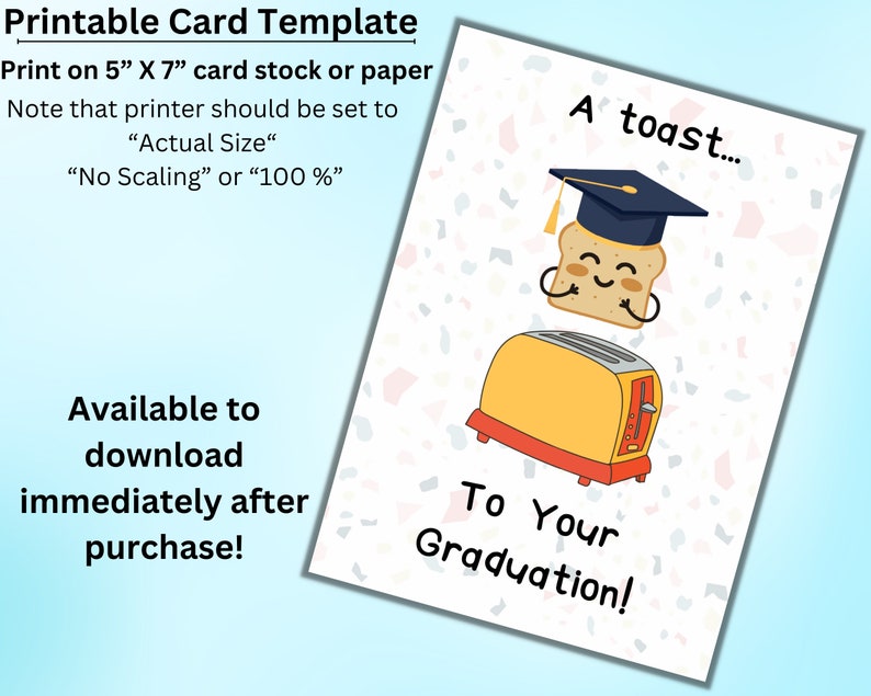 A Toast to Your Graduation, Printable Graduation Card, Cute and Funny ...