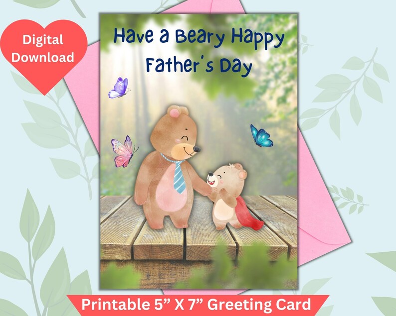 Have a Beary Happy Fathers Day Printable Greeting Card for - Etsy