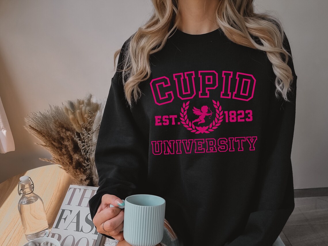 Cupid University Sweatshirt, Cute Valentine's Day Sweatshirt, Cupid Sweater, Funny College ...