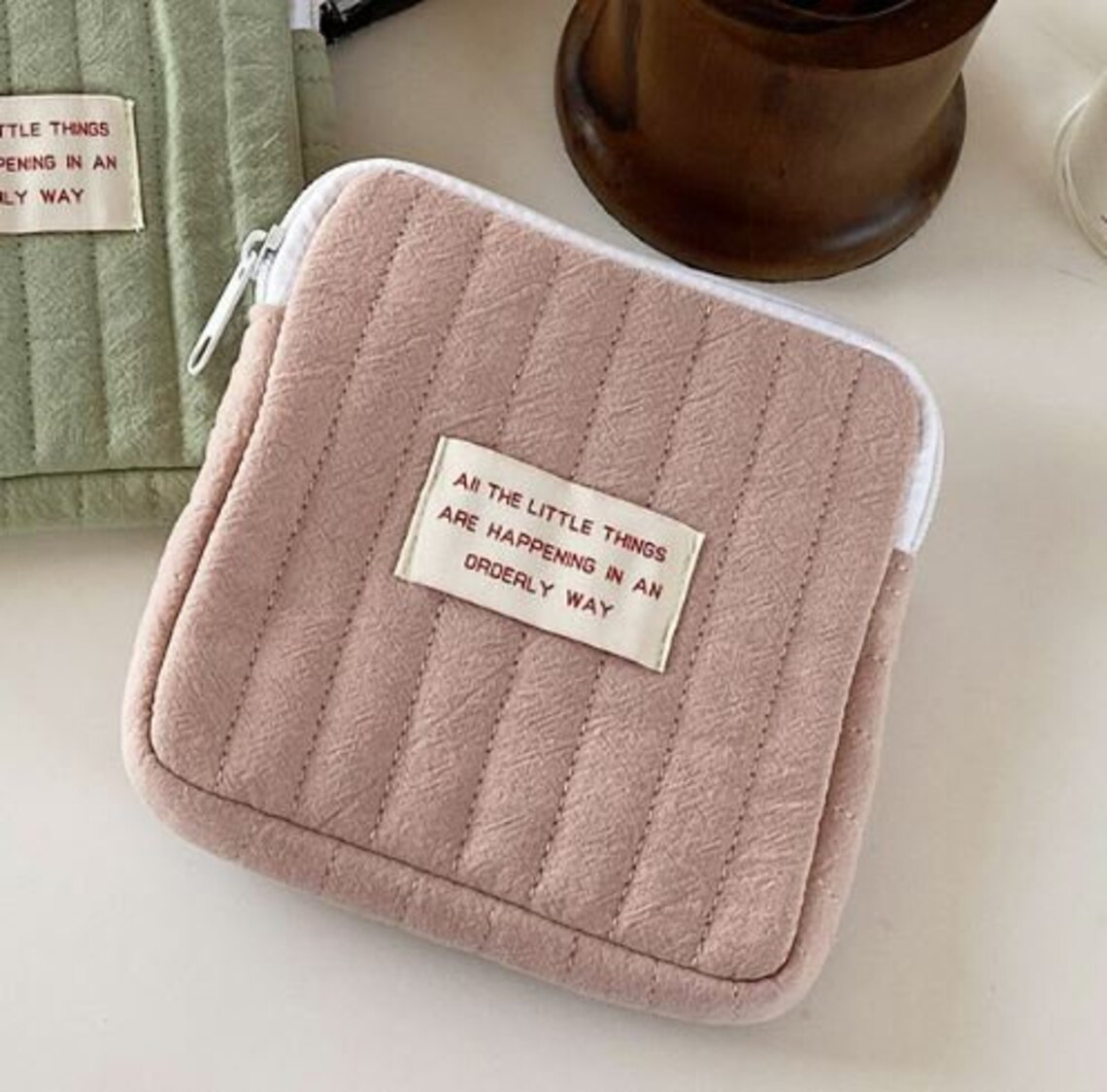 Small Makeup Bag Cute Quilted Makeup Bag Small Zip up Purse Pastel Bag ...