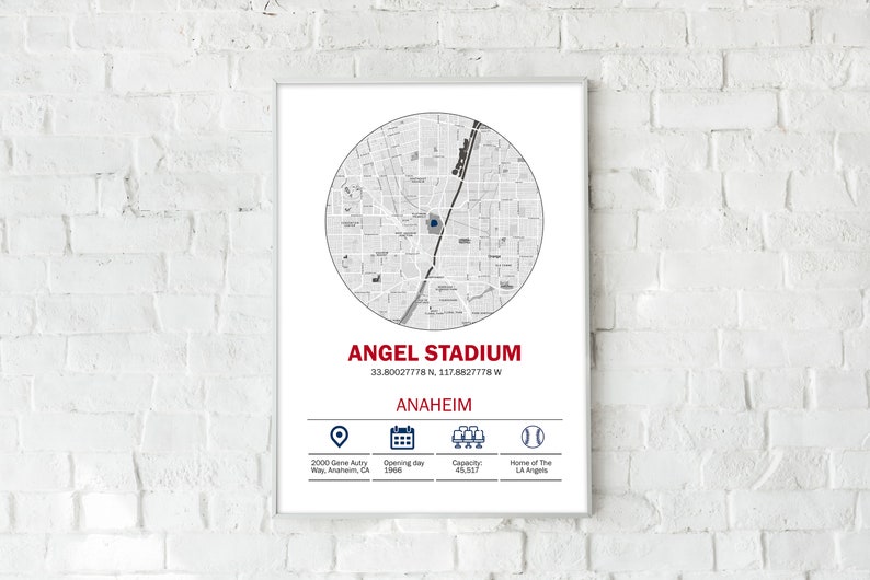 MLB Stadium Map Posters Angel Stadium - Etsy