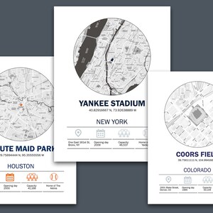 MLB Stadium Map Posters NEW All 30 Major League Stadiums Available - Etsy