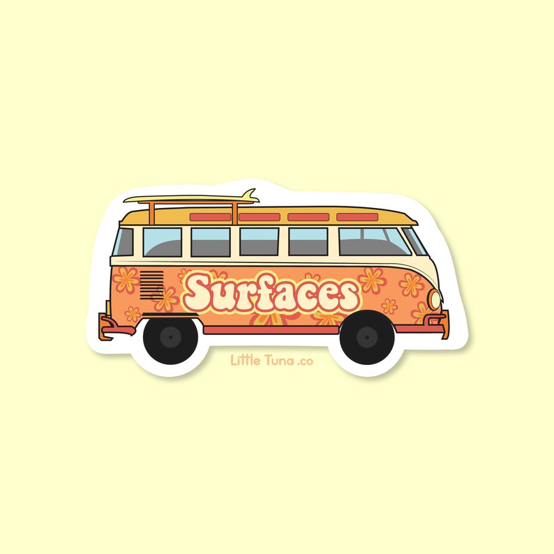 Surfaces Bus Sticker | Groovy Bus Vinyl Sticker - Etsy