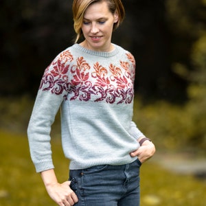 Fire Lily Sweater Knitting Pattern | Stranded Colorwork Yoke | Womens ...