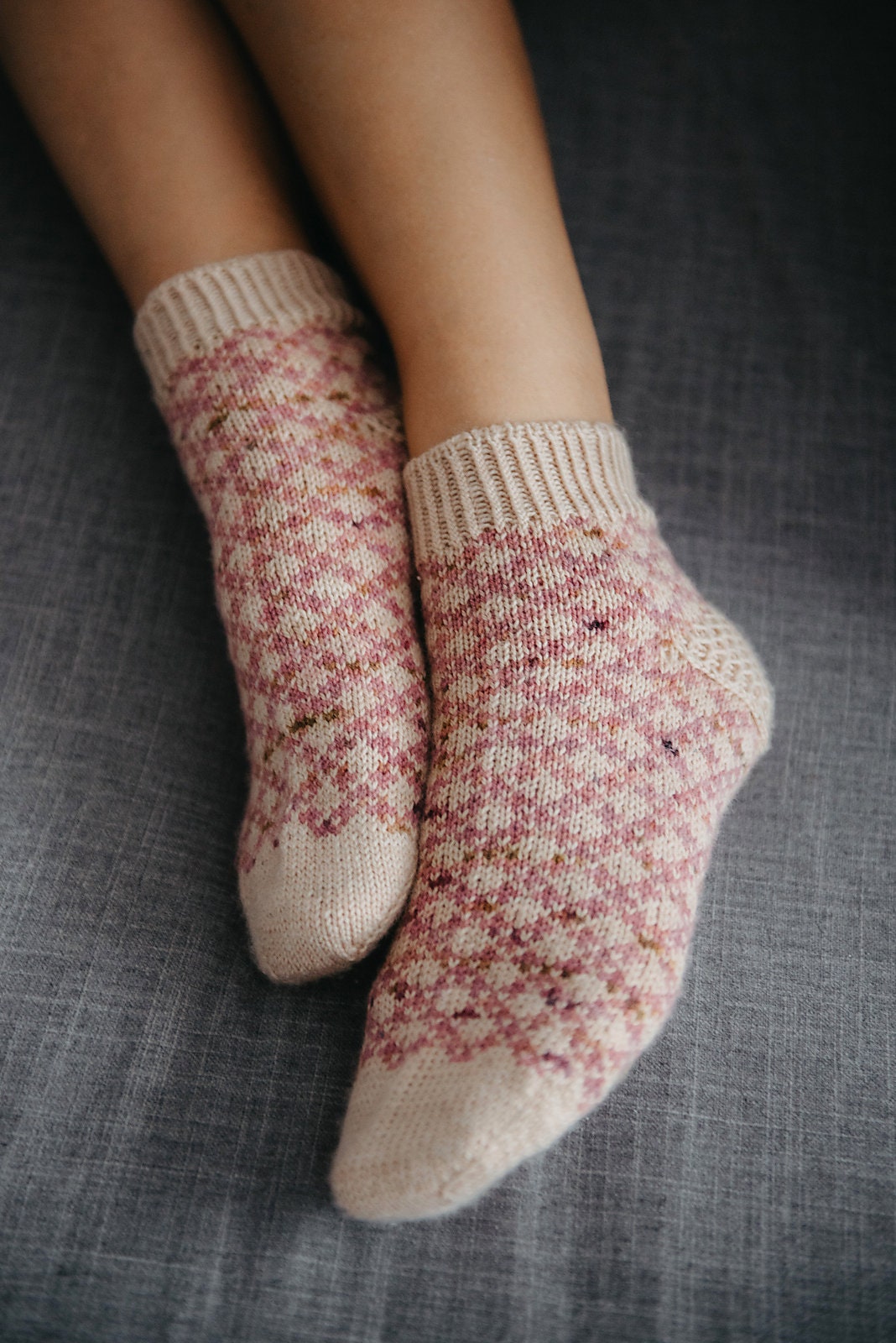 Stranded Colorwork Toe up Cute Knit Pattern Socks | Sock Knitting ...