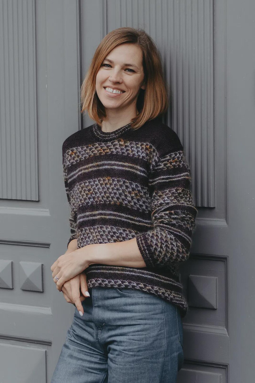 Slip Stitch Sweater Knitting Pattern | Unisex Crewneck Pullover | DK ...