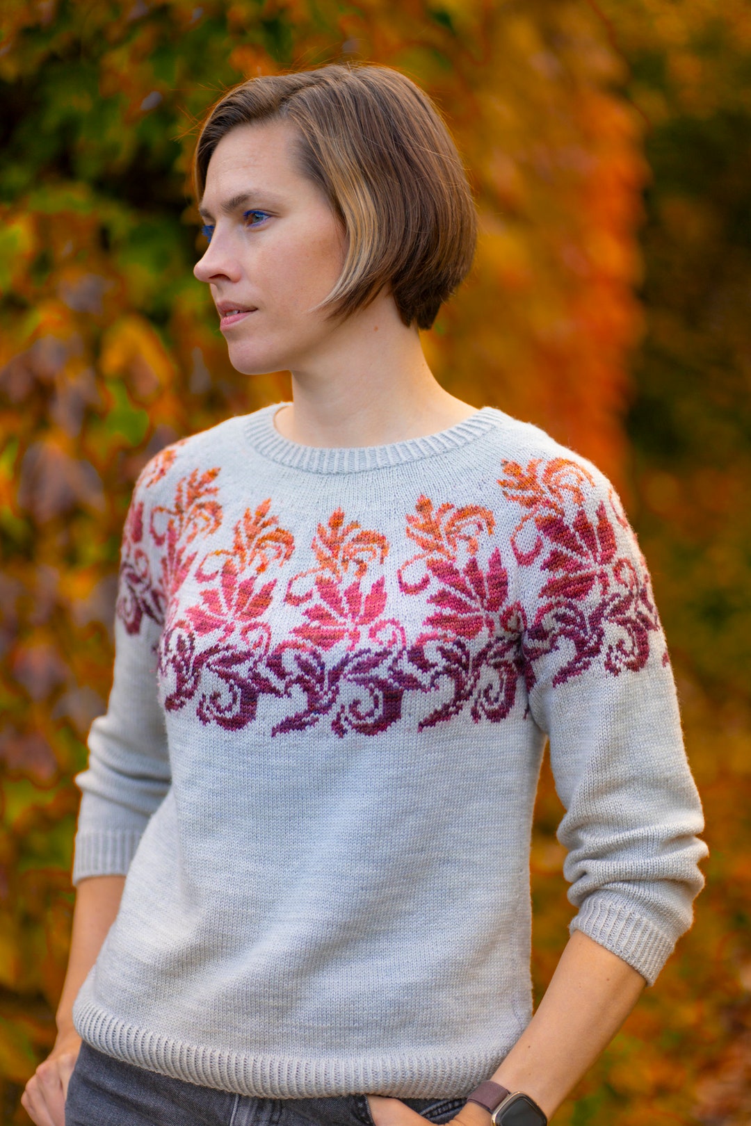 Fire Lily Sweater Knitting Pattern | Stranded Colorwork Yoke | Womens ...