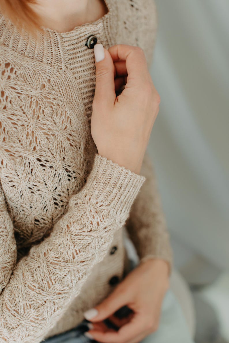 Lace Cardigan Knitting Pattern | Seamless Fingering Sport Weight ...