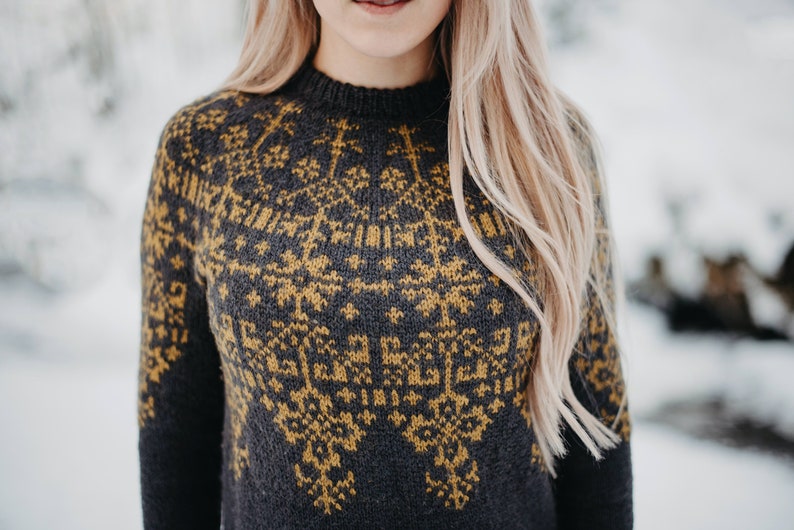 Sweater Knitting Pattern | Stranded Colorwork | Top Down Yoke Sweater ...